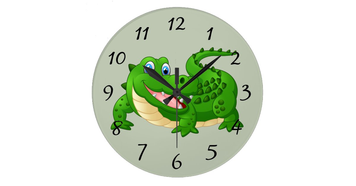 Smiling Crocodile Cartoon Large Clock | Zazzle.co.uk