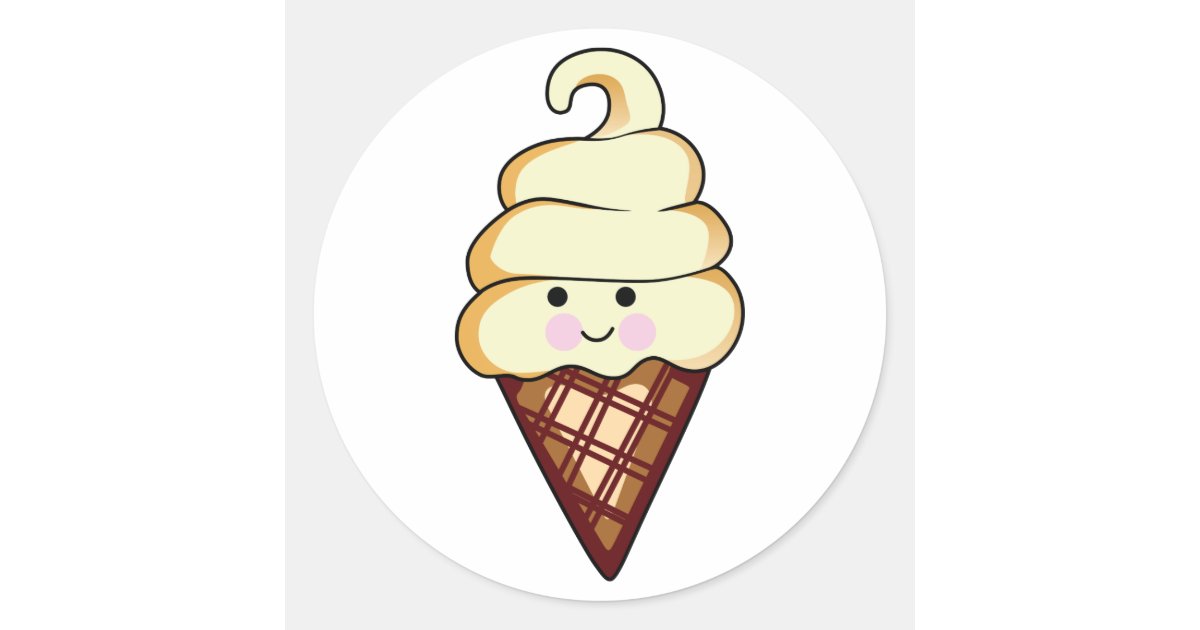 Smiling Ice Cream Classic Round Sticker | Zazzle