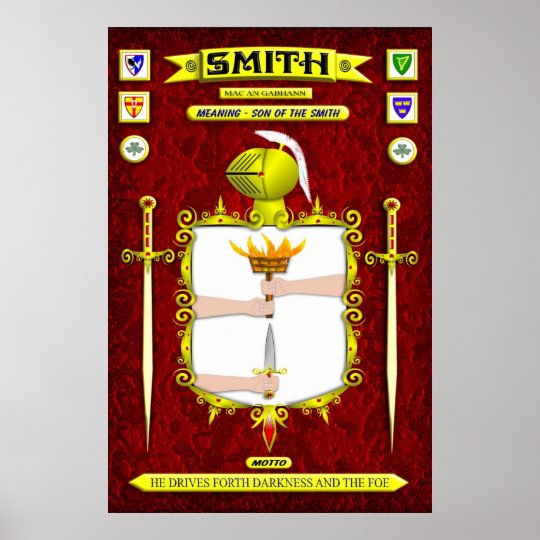 SMITH FAMILY COAT OF ARMS CREST AND SHIELD POSTER | Zazzle.co.uk