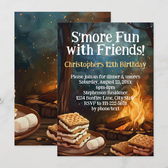 Smore Fun with Friends Camping Birthday Party Invitation | Zazzle