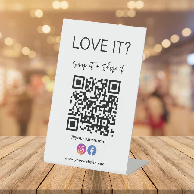Snap And Share Qr Code Facebook Instagram Pedestal Sign | Zazzle