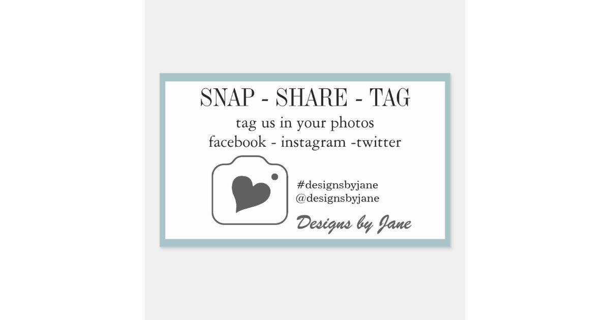 Snap Share Tag Small Business Sticker | Zazzle