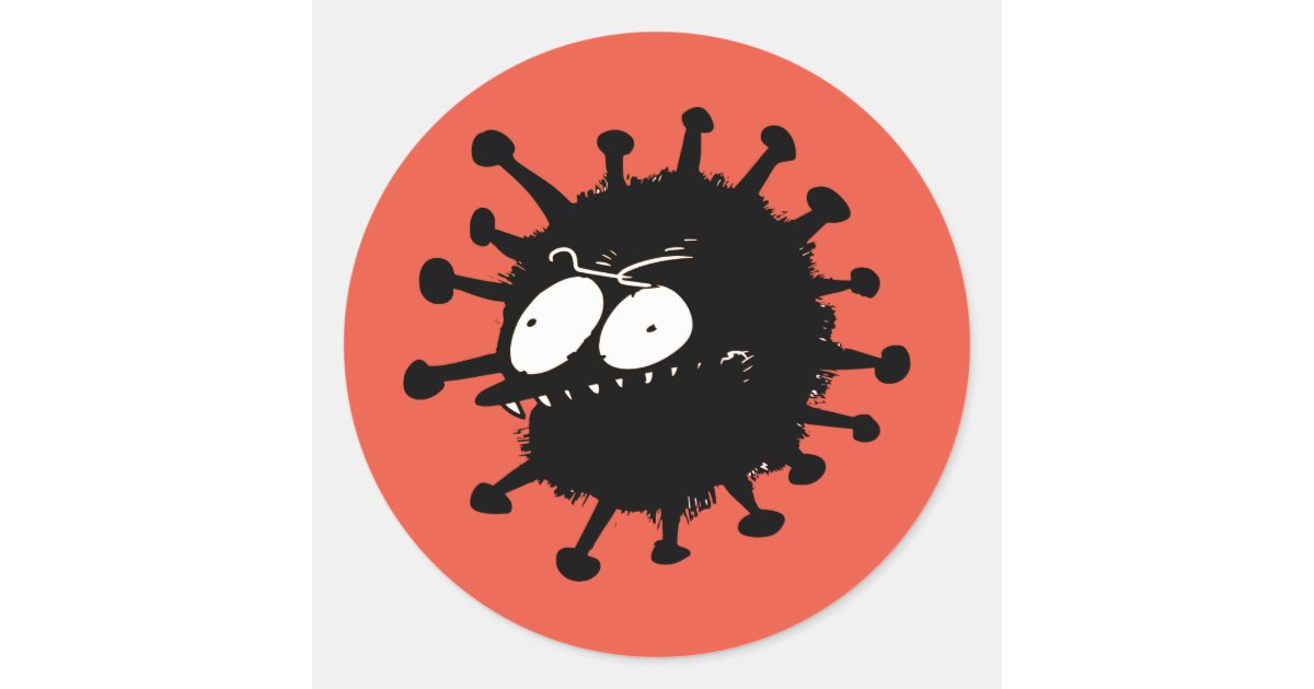 sneaky virus cartoon classic round sticker | Zazzle