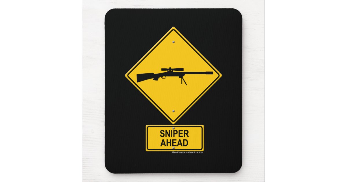 Sniper Ahead Warning Sign Mouse Mat | Zazzle
