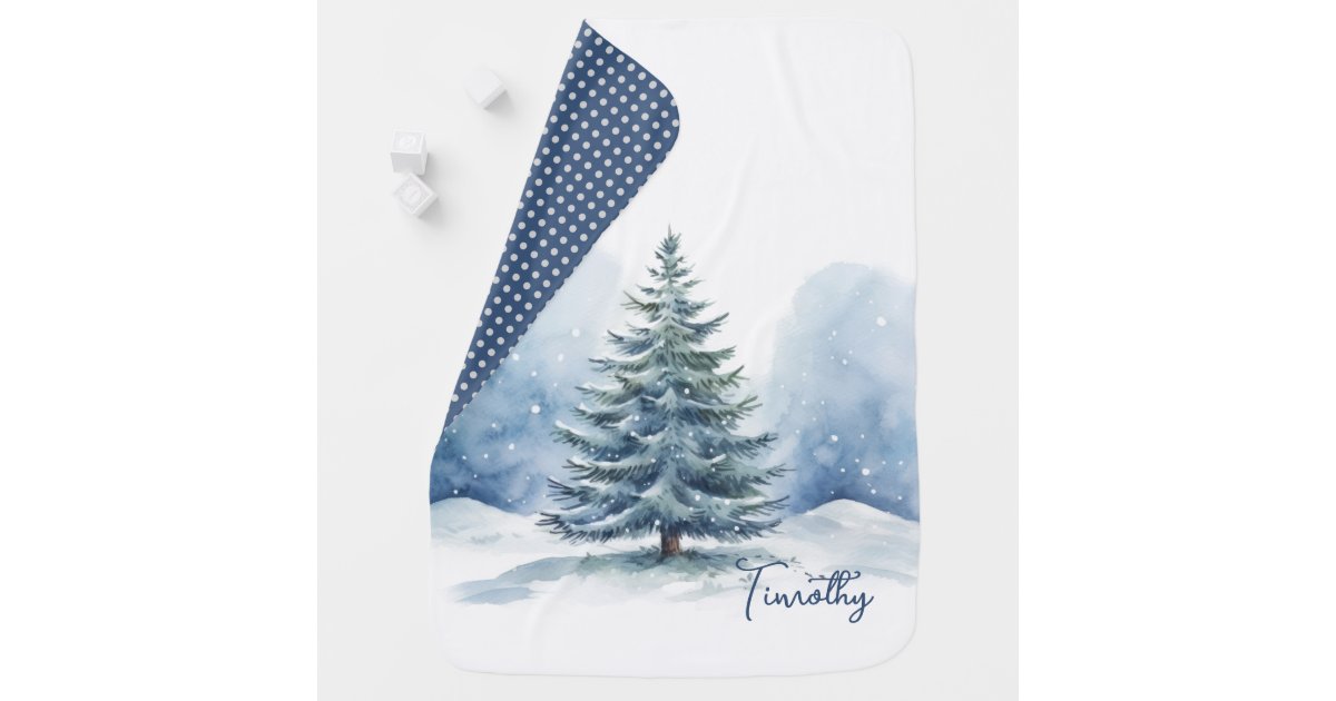 Snow Covered Evergreen Tree Baby Blanket | Zazzle