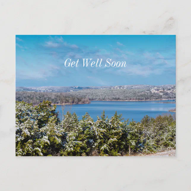 Snow Dusting At Table Rock Lake Get Well Soon Postcard | Zazzle
