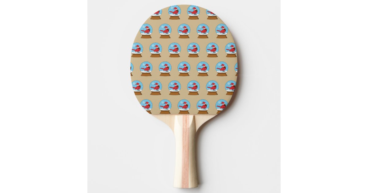 Snow Globe with Cute Red Cardinal Ping Pong Paddle | Zazzle