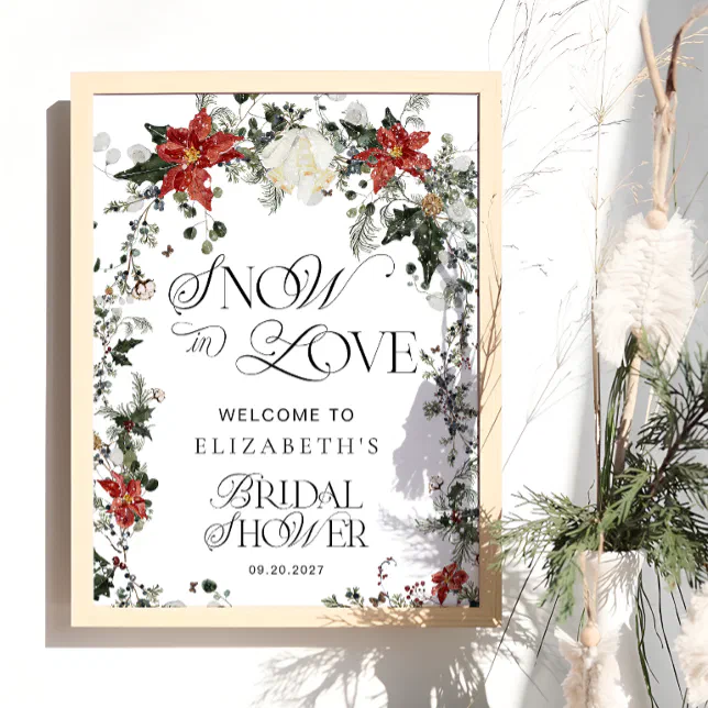 Snow In Love Winter Bridal Shower Welcome Poster | Zazzle