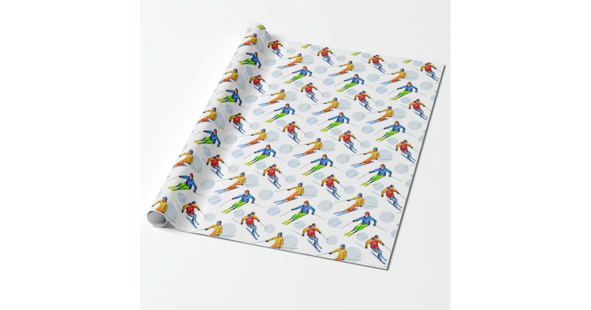 Snow Skiing Wrapping Paper | Zazzle