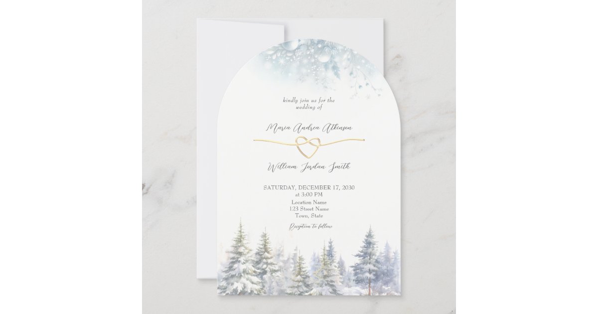 Snowy Forest QR Code Wedding Invitation | Zazzle