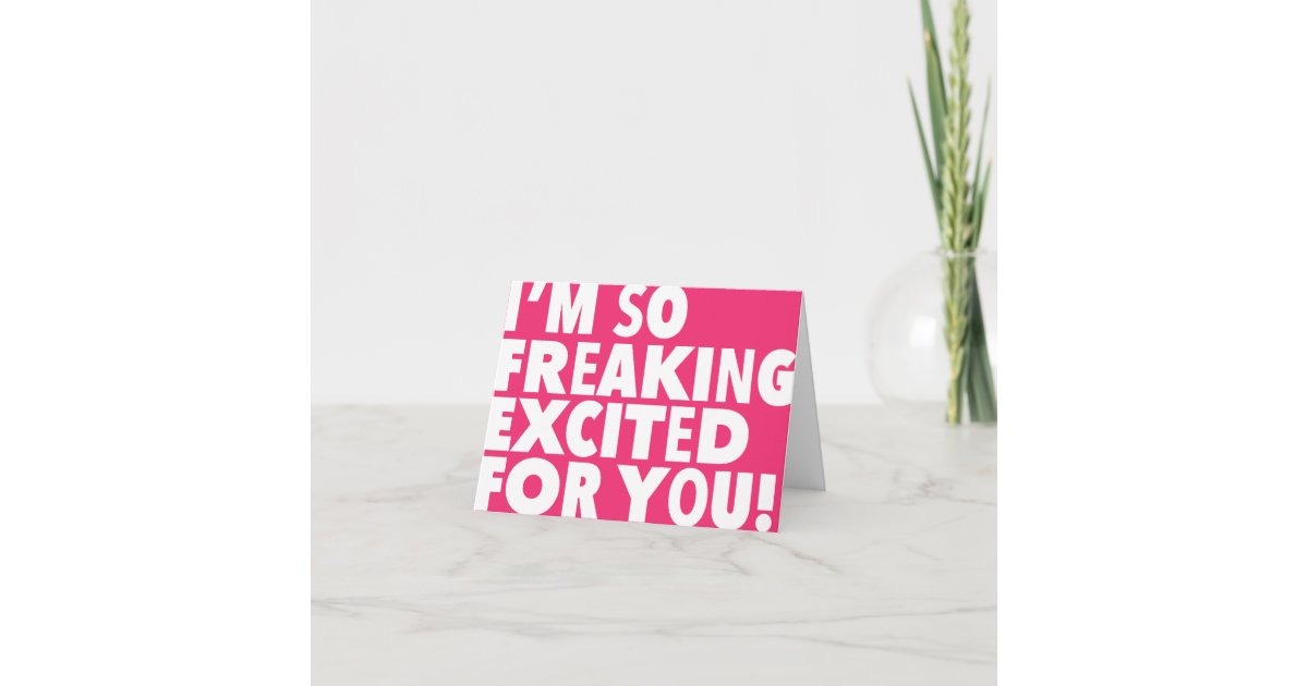 So excited pink congratulations card | Zazzle.co.uk