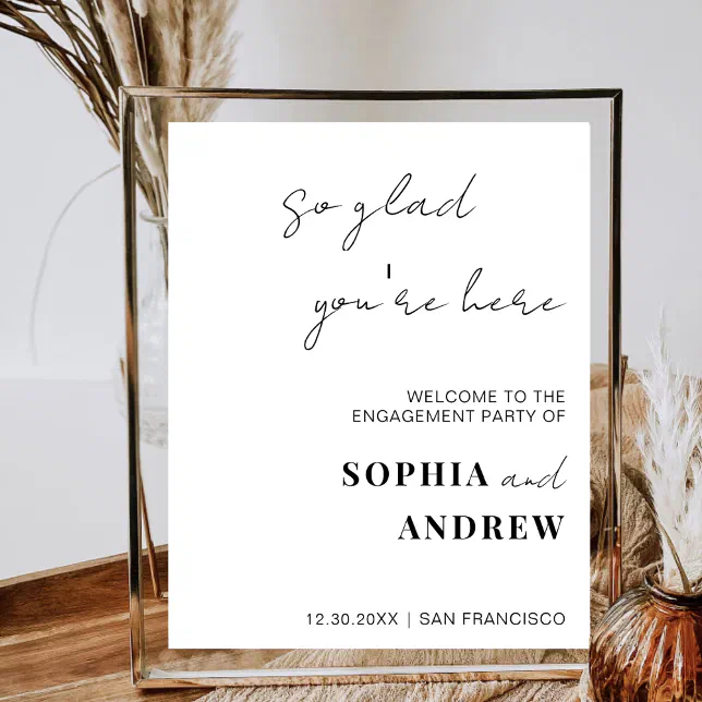 So Glad You're Here Minimalist Wedding Welcome Poster | Zazzle