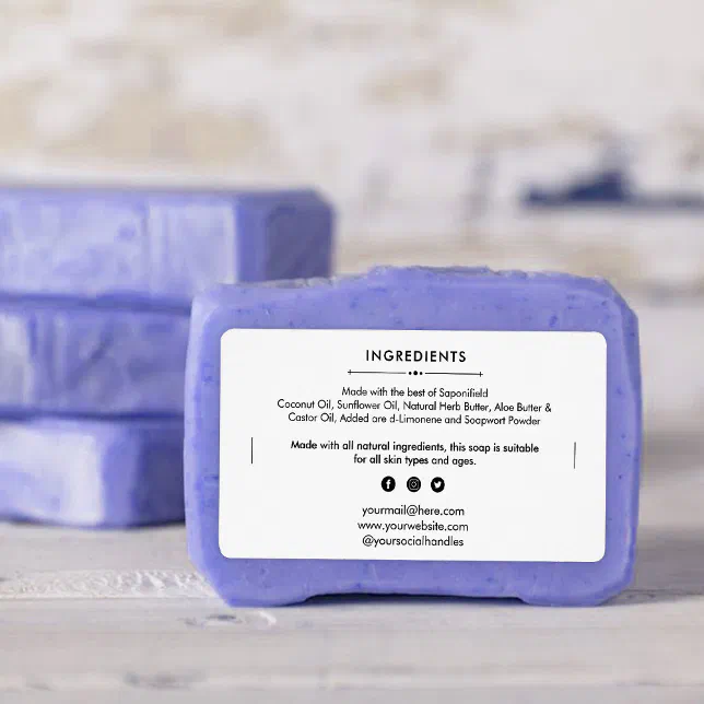 Soap Bar Ingredients List Product Label Sticker | Zazzle