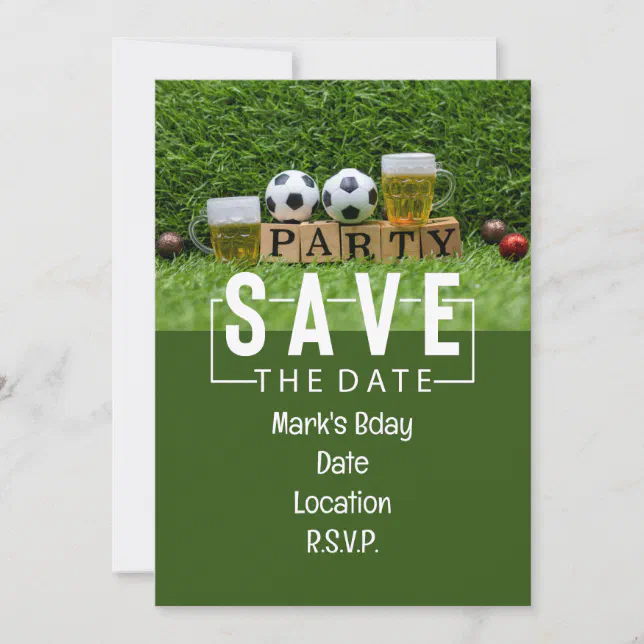 Soccer ball Save the date Birthday Party Invitation | Zazzle