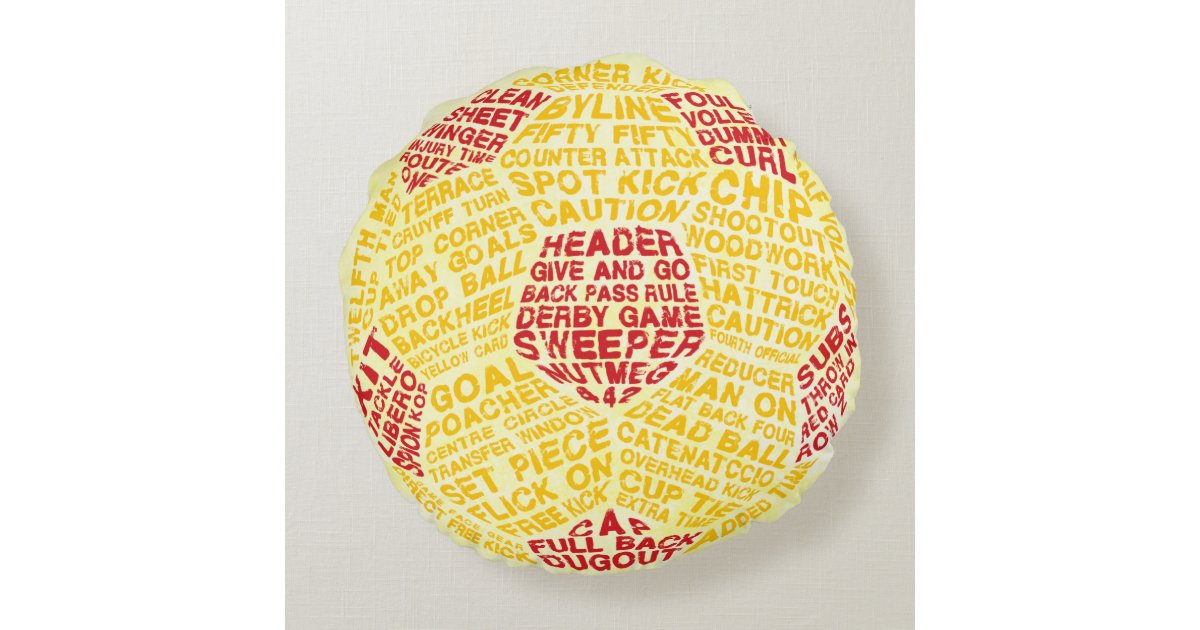 Soccer Ball Typography Calligram Round Pillow | Zazzle
