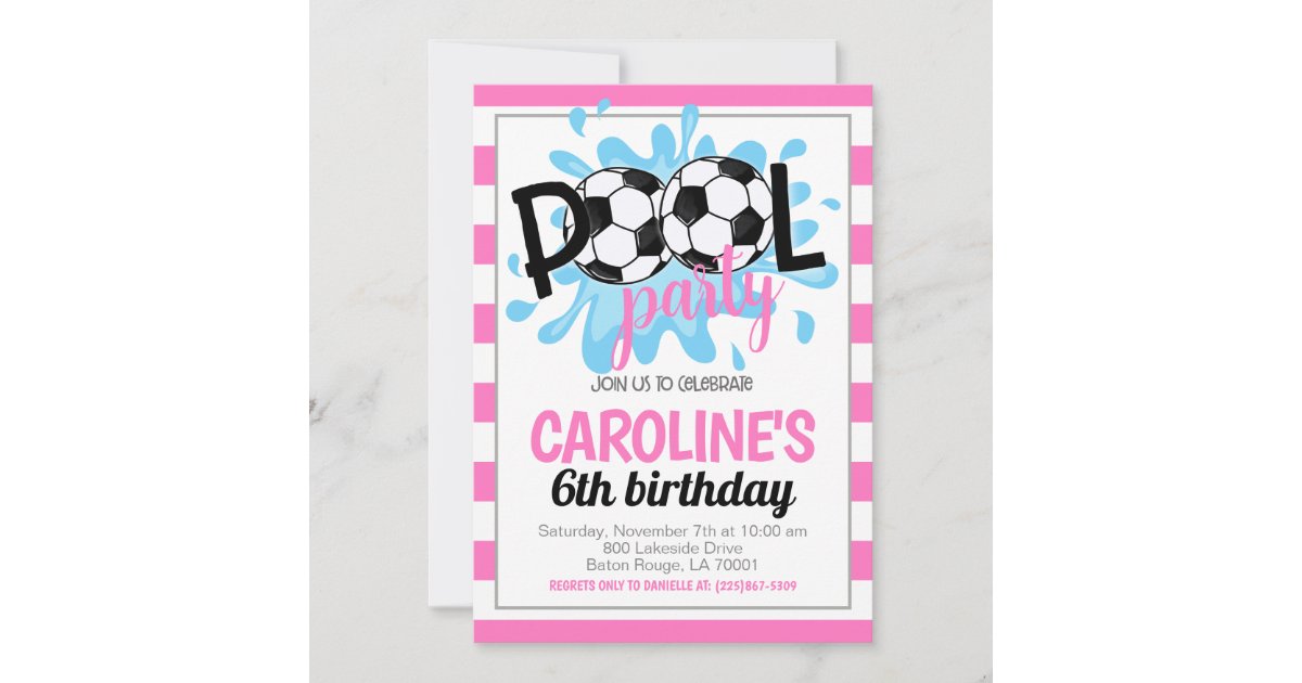 Soccer Pool Party Birthday Invitation | Zazzle