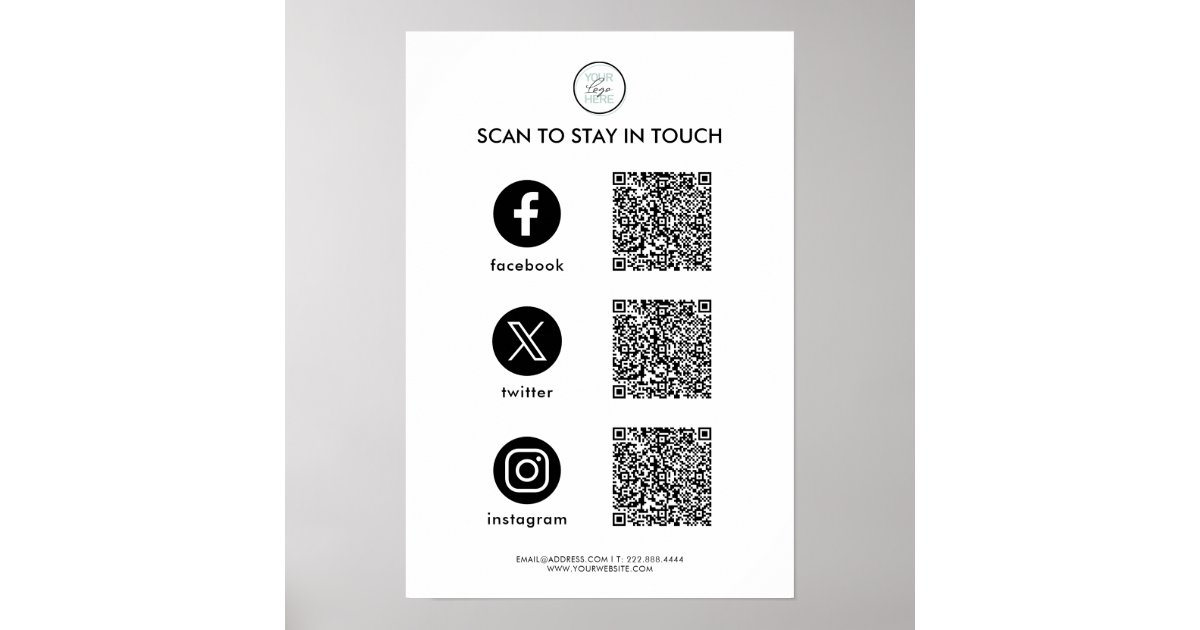 Social Media QR Code Business Poster | Zazzle