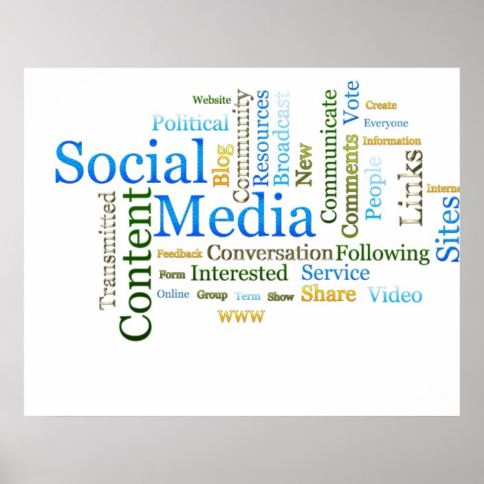 Social Media Related Text Poster | Zazzle.co.uk