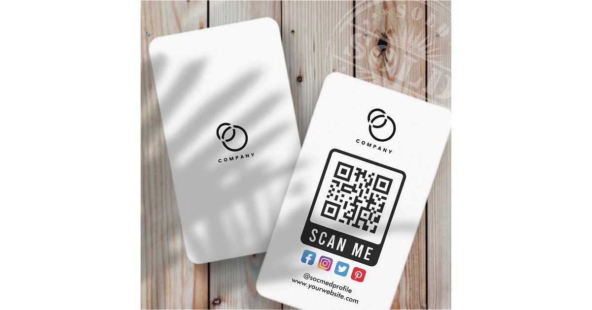 Social Media Scan ME QR Code Logo Modern Simple Business Card | Zazzle