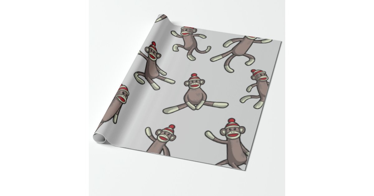 Sock Monkey Action Wrapping Paper | Zazzle