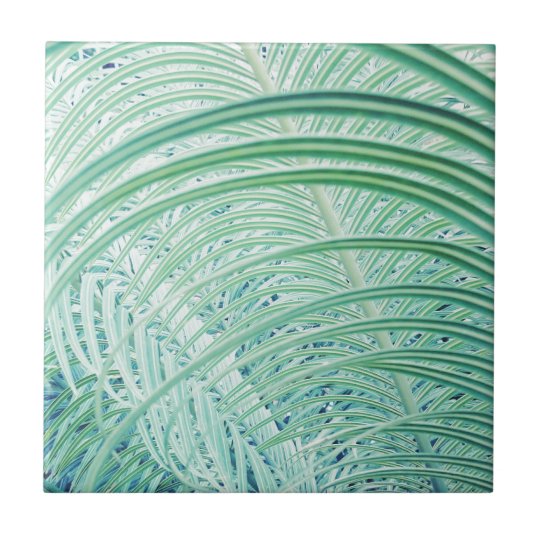 Soft Green Plant Palm Leaf Tile | Zazzle.co.uk