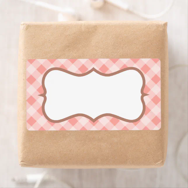 Soft Pink Gingham Labels | Zazzle
