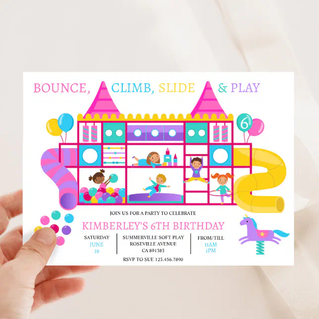 Soft Play Indoor Jungle Gym Birthday Invitation | Zazzle