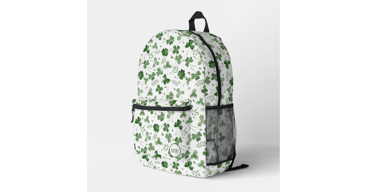 Soft Watercolor Shamrock Pattern Printed Backpack | Zazzle