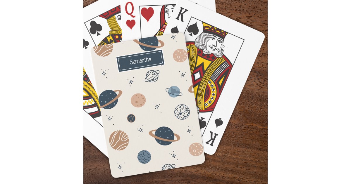Solar System Planets Sketch Pattern Playing Cards | Zazzle