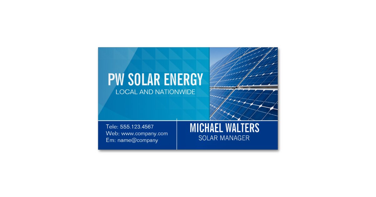 Solar Tech House Power Logo | Energy Magnetic Business Card | Zazzle