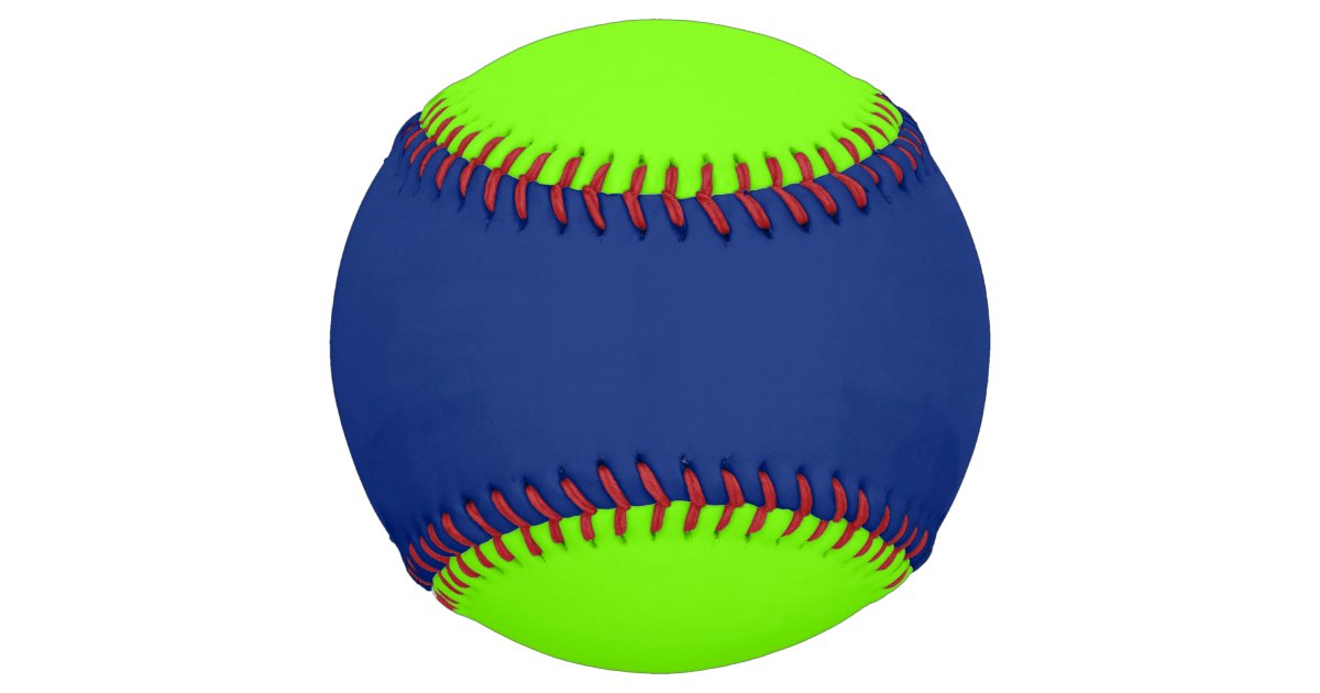 solid colour dark blue and neon green softball | Zazzle