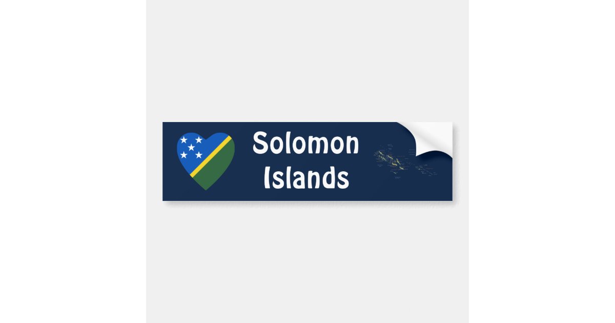 Solomon Islands Flag Heart + Map Bumper Sticker | Zazzle