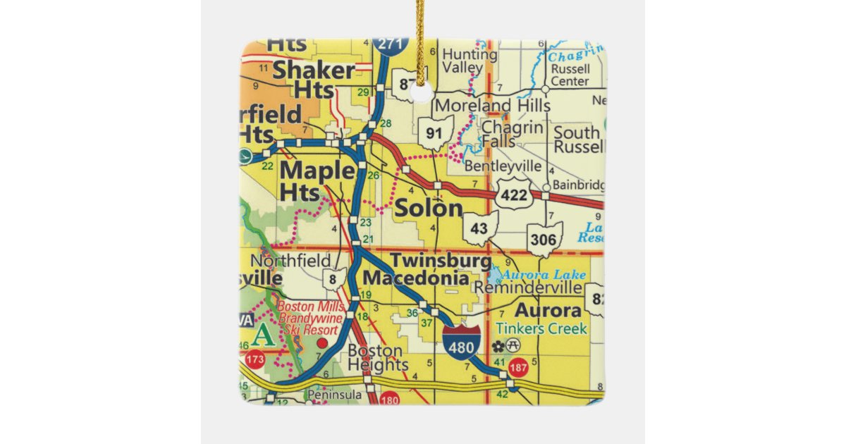 Solon Ohio Road Map Ceramic Ornament | Zazzle