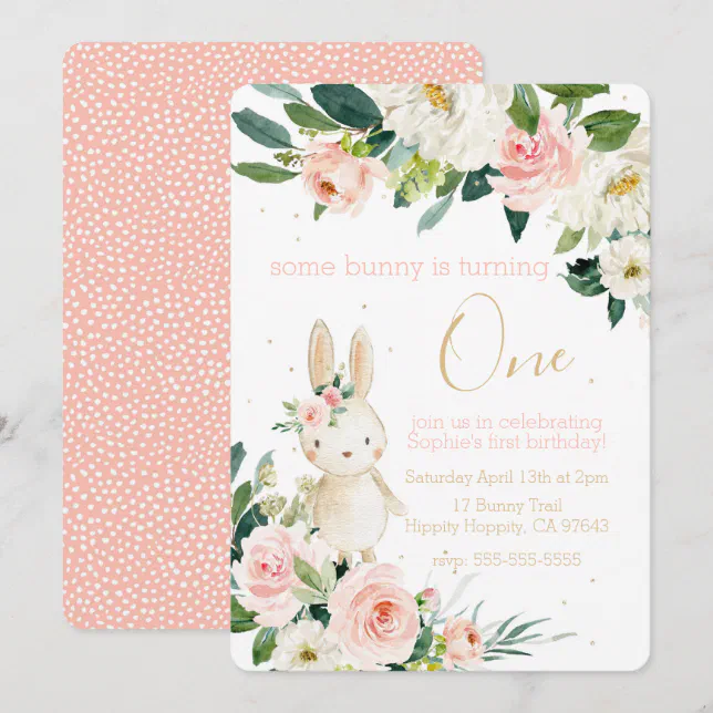 Some Bunny is Turning One First Birthday Invitation | Zazzle