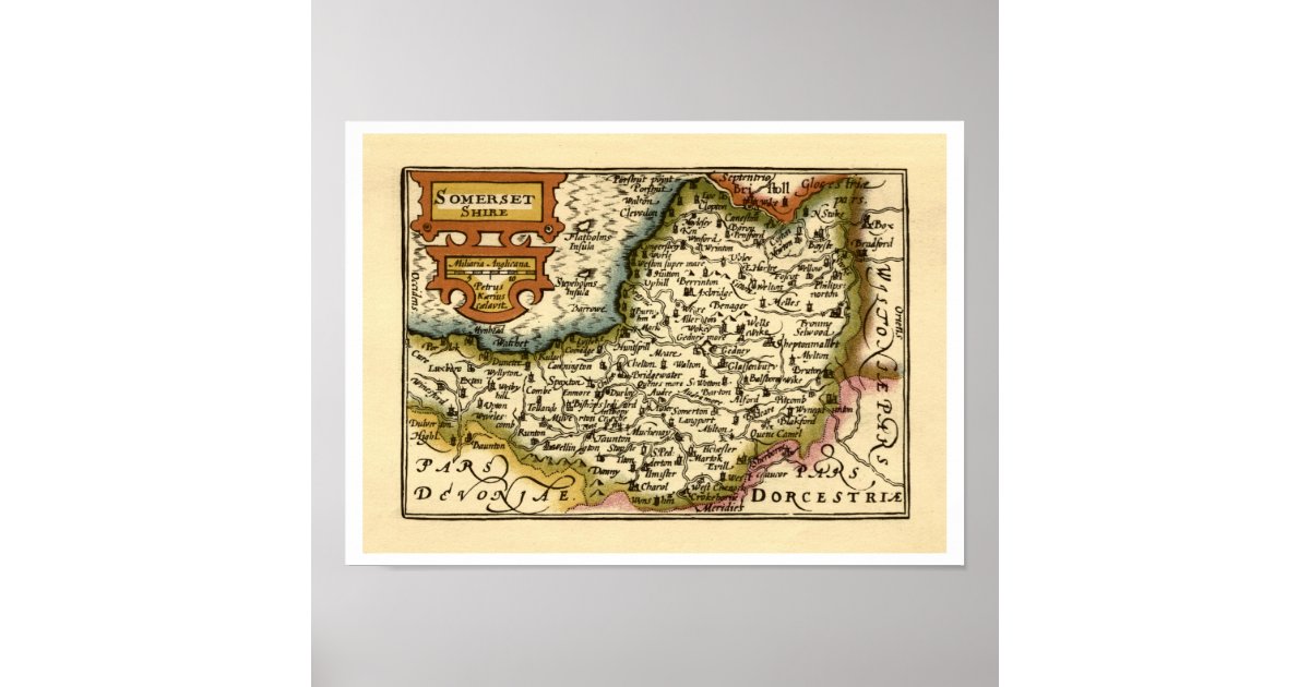 "Somersetshire" Somerset County Map Poster | Zazzle