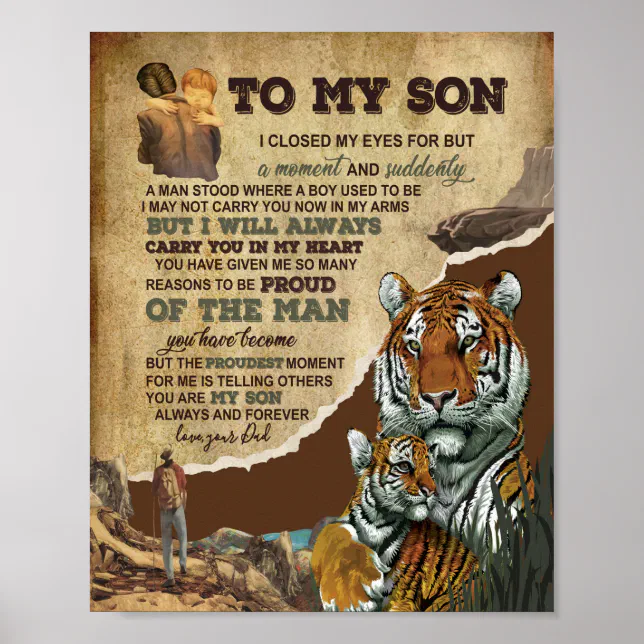 Son Gifts | Letter To My Son Love From Dad Poster | Zazzle