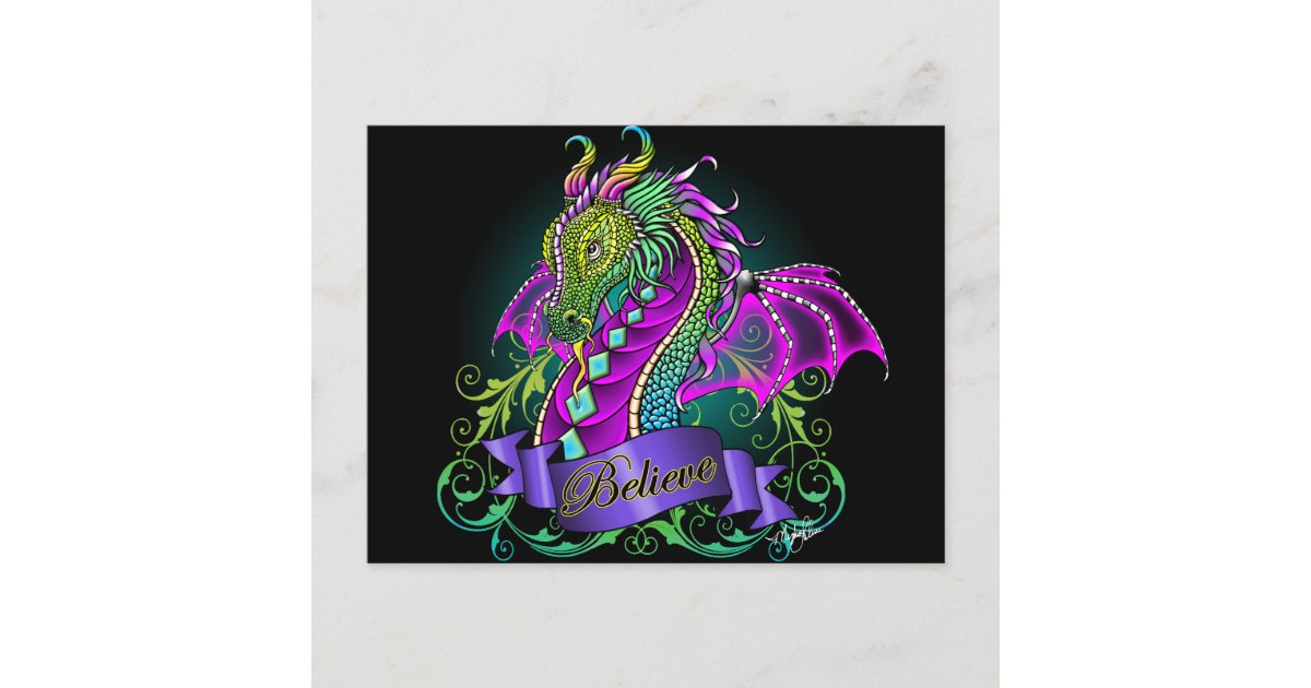 Sonya Believe Rainbow Dragon Postcard | Zazzle