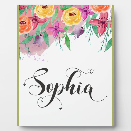Sophia name sign Sophia floral Calligraphy Baby Plaque | Zazzle.co.uk