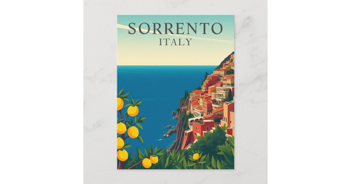 Sorrento, Italy Lemons Travel Retro Postcard | Zazzle