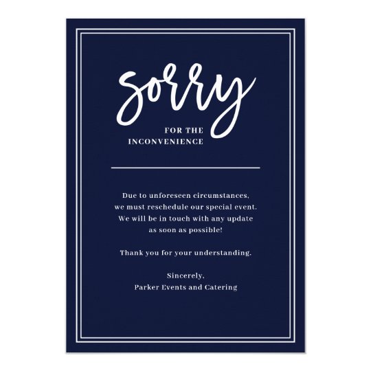 Sorry for Inconvenience | Cancellation or Postpone Invitation | Zazzle ...