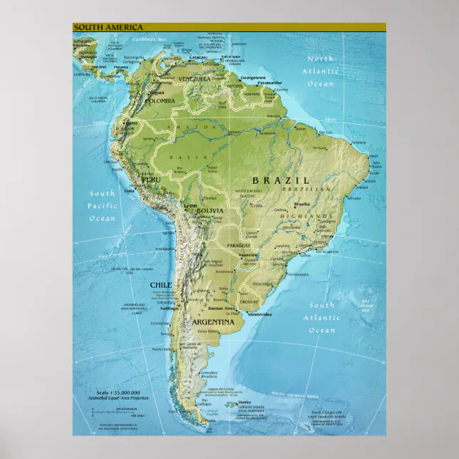 South America Map Poster | Zazzle