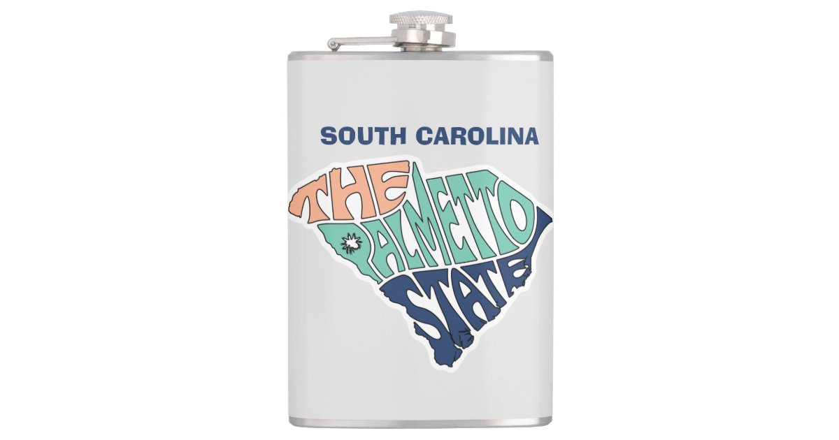 South Carolina Nickname Word Art Hip Flask | Zazzle