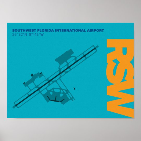 Southwest Florida Airport (RSW) Airport Diagram Poster | Zazzle.co.uk