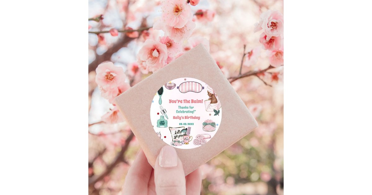 Spa Birthday Pamper Party Birthday Classic Round Sticker | Zazzle