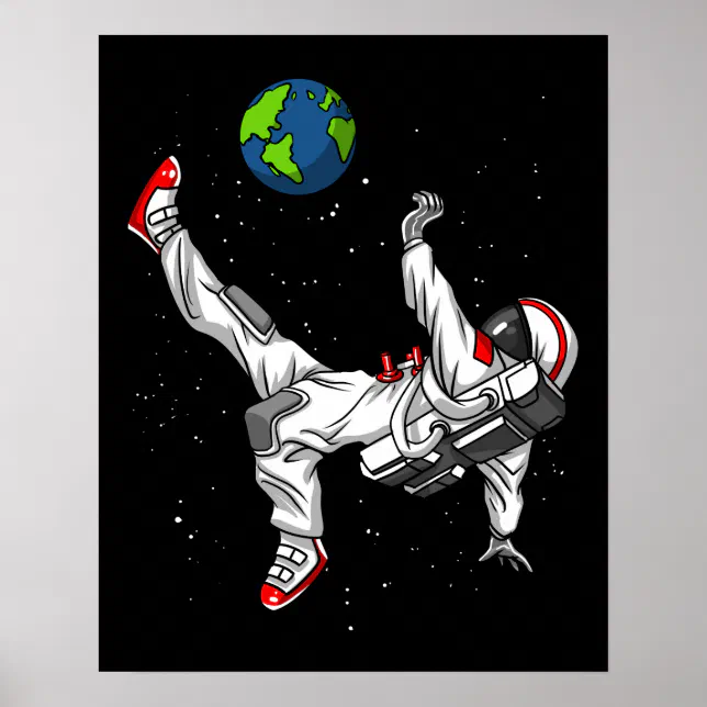 Space Astronaut Soccer Football Cosmic Poster | Zazzle