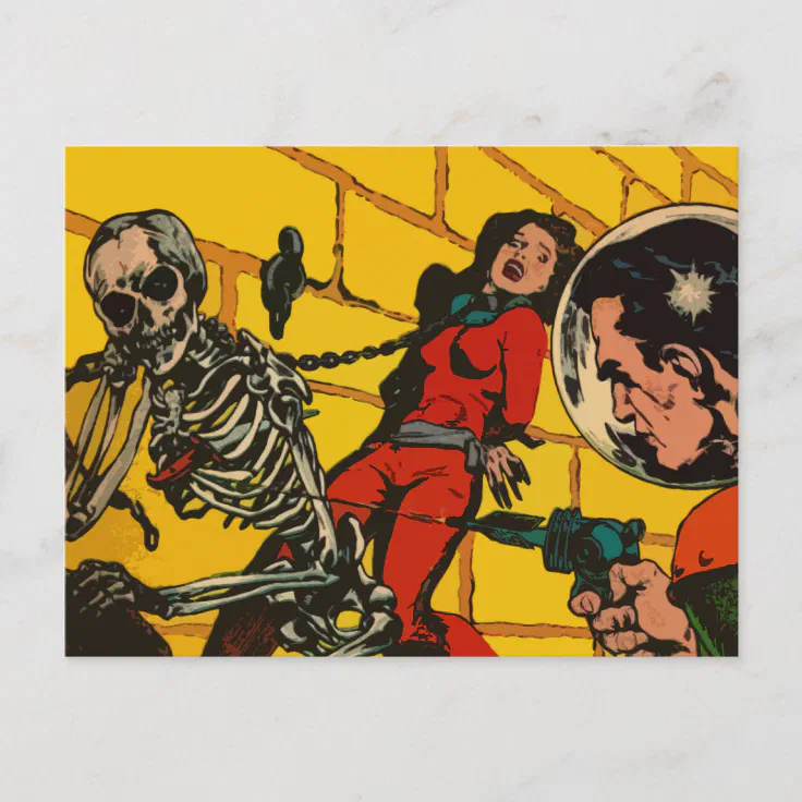 Space Horror - Vintage Science Fiction Comic Art Postcard | Zazzle