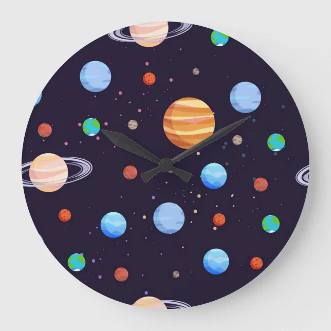 Space pattern large clock | Zazzle