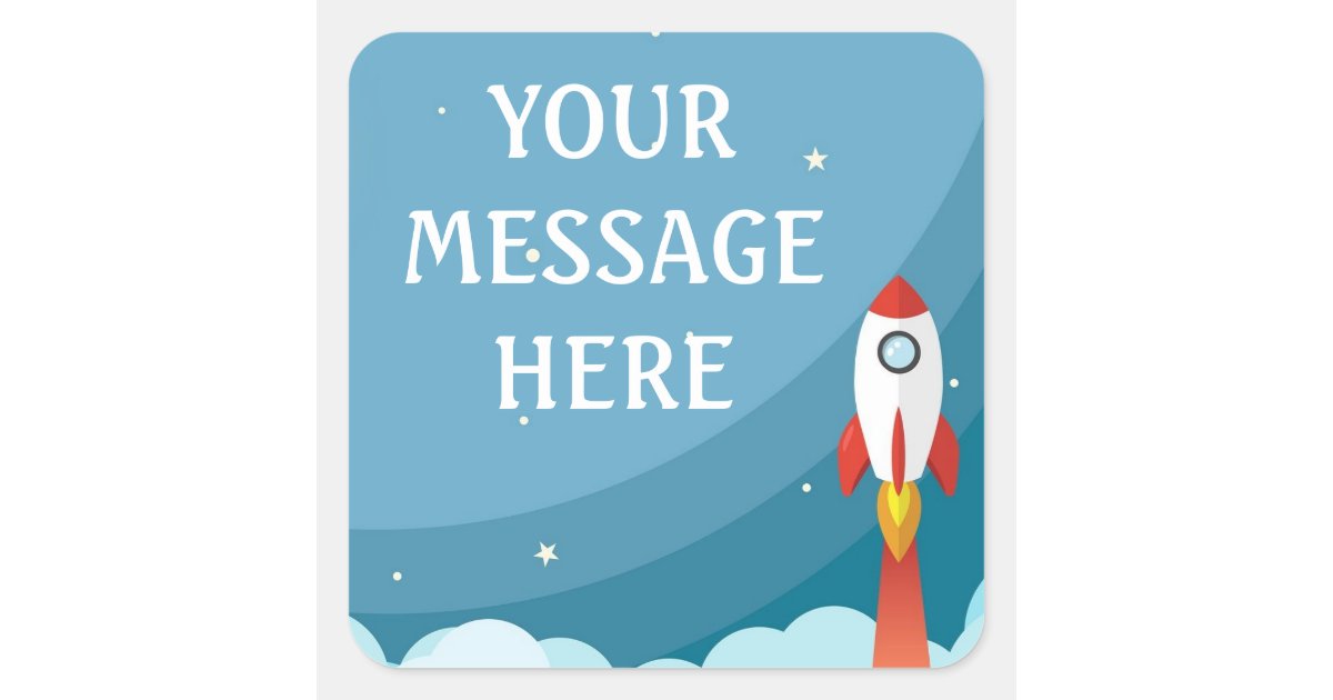 Space Rocket background - Customise your own Square Sticker | Zazzle