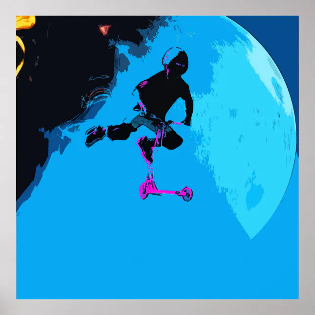 Space Scootering - Stunt Scooter Boy Poster | Zazzle