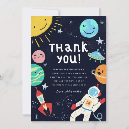 Space Theme Birthday Party Thank You Card | Zazzle.co.uk